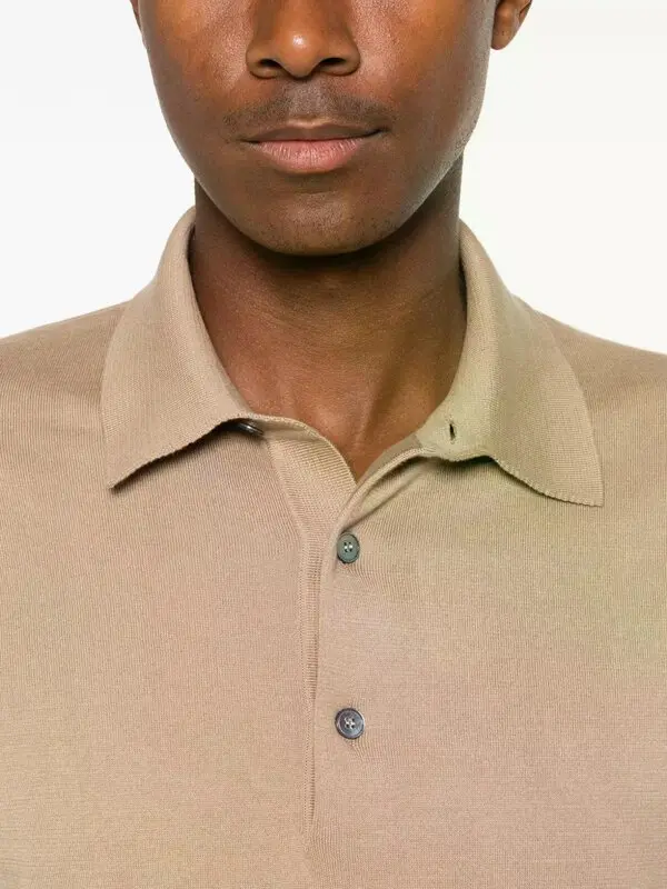 Zegna Short-sleeve Ribbed-knit Polo Shirt - Neutrals