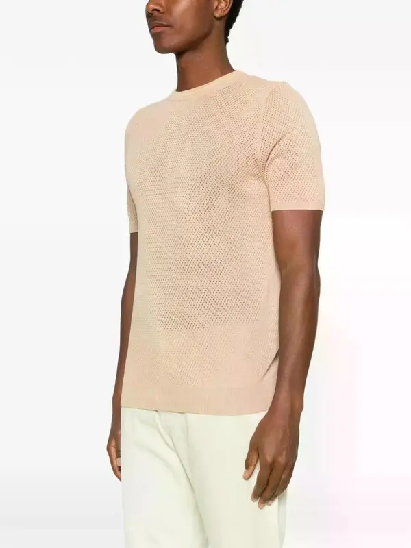 AMARANTO Open-knit T-shirt - Neutrals