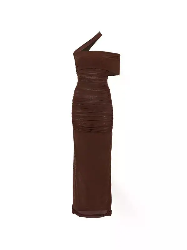Amen Asymmetric-neck Maxi Dress - Brown