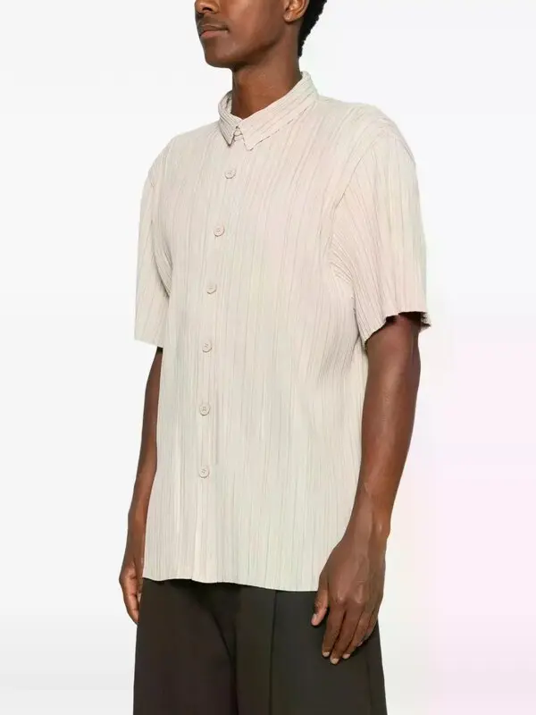 GONGDID DESIGN Plissé Striped Shirt