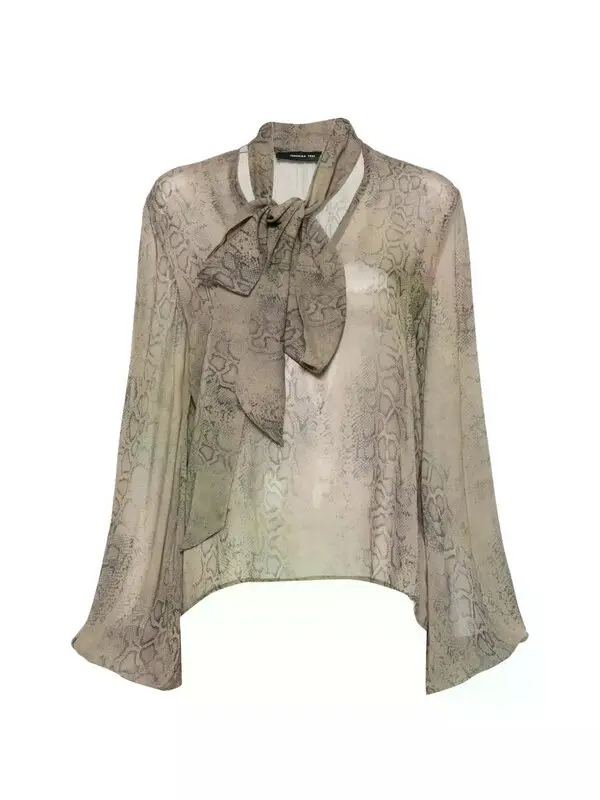 Federica Tosi Snakeskin-print Pussy-bow Blouse - Neutrals
