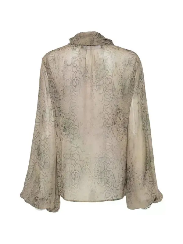 Federica Tosi Snakeskin-print Pussy-bow Blouse