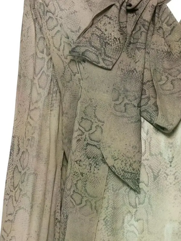 Federica Tosi Snakeskin-print Pussy-bow Blouse