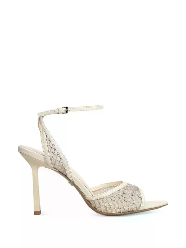 Lola Cruz Crystal-embellished Mesh Sandals - Neutrals