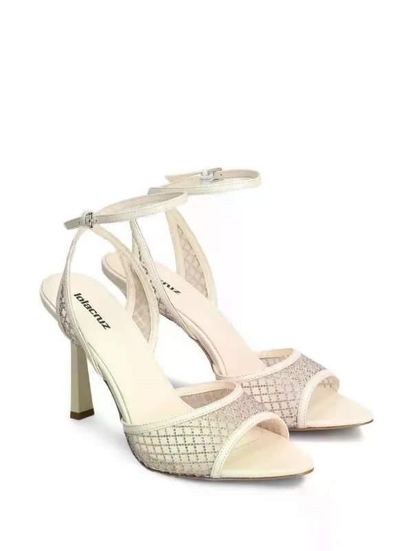 Lola Cruz Crystal-embellished Mesh Sandals - Neutrals