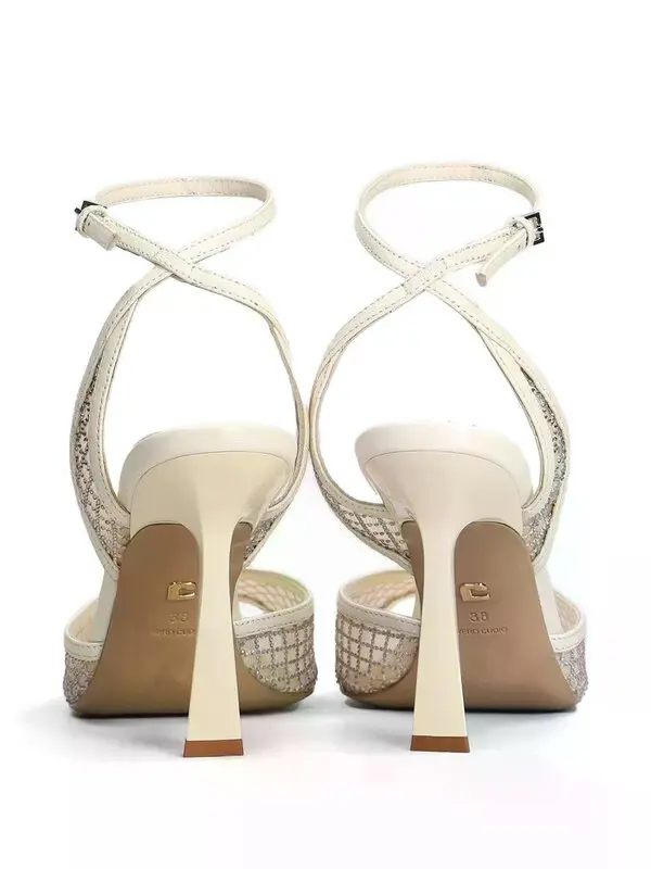 Lola Cruz Crystal-embellished Mesh Sandals - Neutrals
