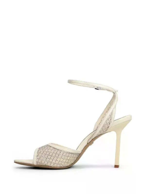 Lola Cruz Crystal-embellished Mesh Sandals - Neutrals