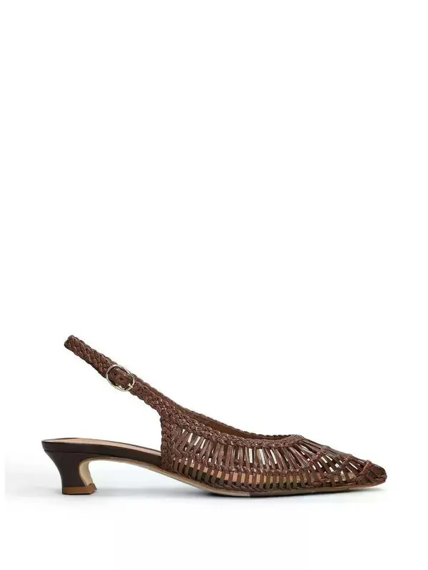 JULIE DEE Woven Slingback Pumps - Brown