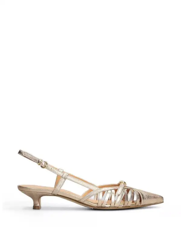 THE SELLER Strappy Pointed-toe Pumps - Gold