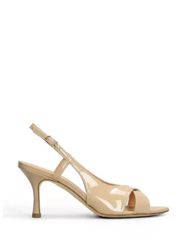 THE SELLER Patent-finish Crossover-strap Sandals - Neutrals