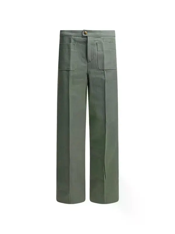Soeur Harry Patch-pocket Wide-leg Trousers - Green