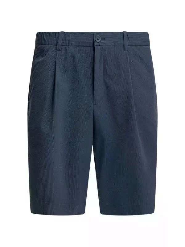 Herno Seersucker-texture Pleated Shorts - Blue