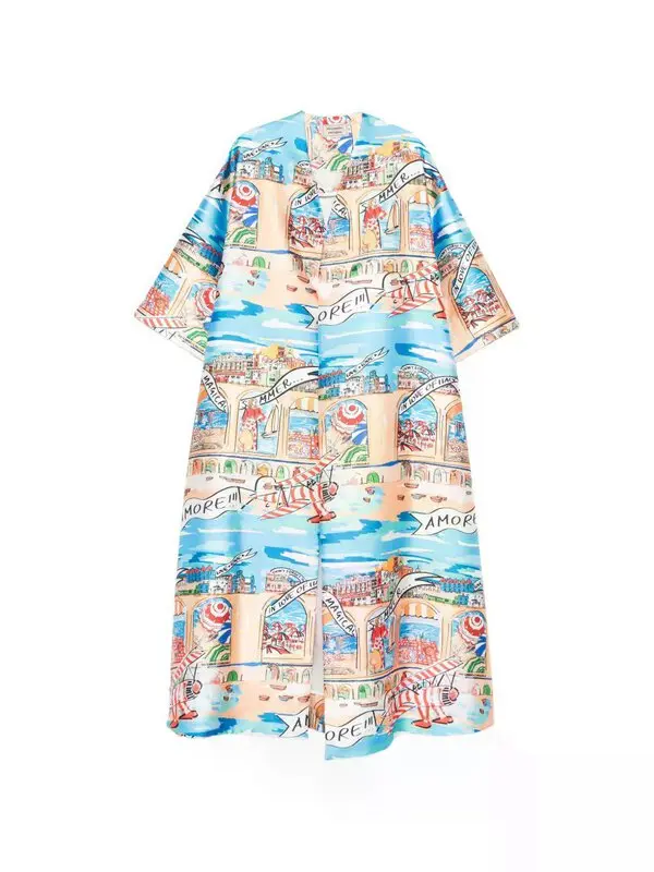 ALESSANDRO ENRIQUEZ Graphic-print Short-sleeves Coat - Blue