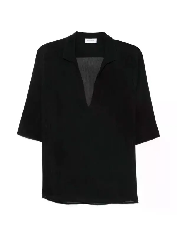 Tagliatore Semi-sheer V-neck Shirt - Black