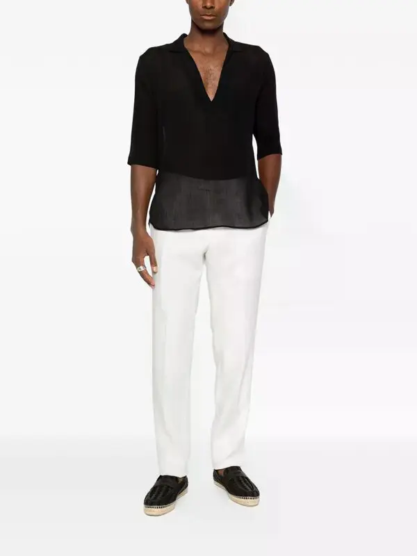 Tagliatore Semi-sheer V-neck Shirt - Black
