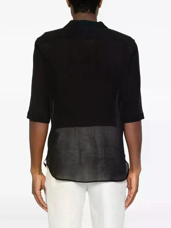 Tagliatore Semi-sheer V-neck Shirt - Black