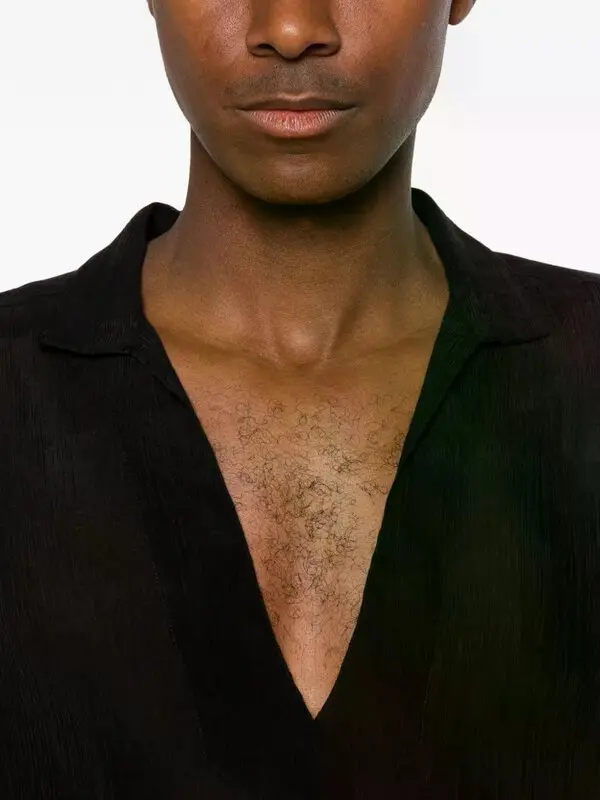Tagliatore Semi-sheer V-neck Shirt - Black
