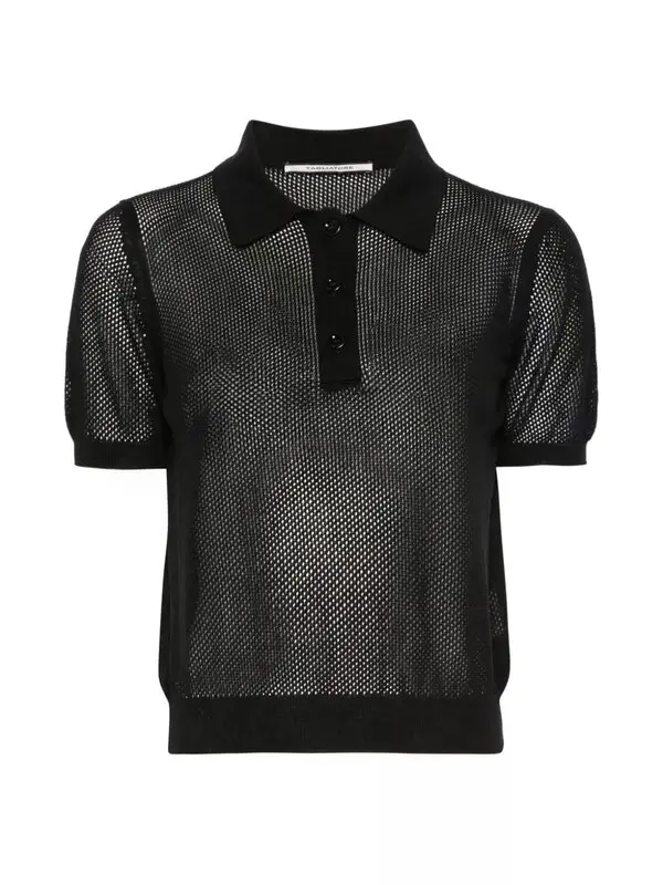 Tagliatore Fabrizia Mesh-knit Polo Top - Black