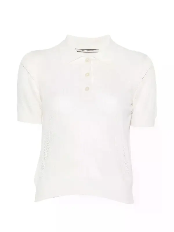 Tagliatore Fabrizia Mesh-knit Polo Top - White