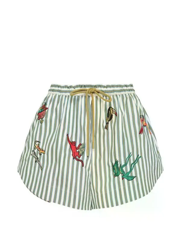 ALEMAIS Embroidered Striped Shorts - White