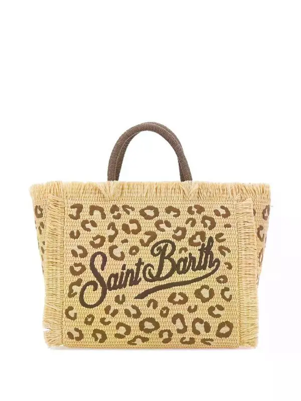 MC2 SAINT BARTH Leopard-print Fringed Tote - Neutrals