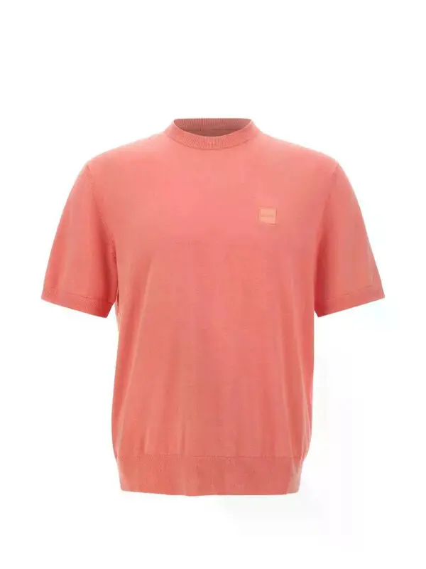 BOSS Logo-patch Short-sleeve Sweater - Pink