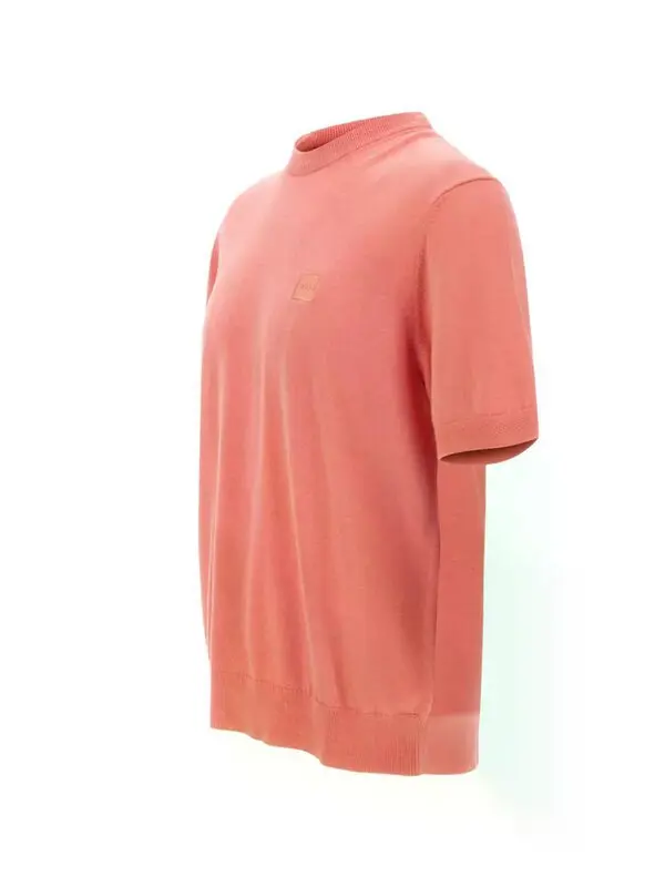 BOSS Logo-patch Short-sleeve Sweater - Pink