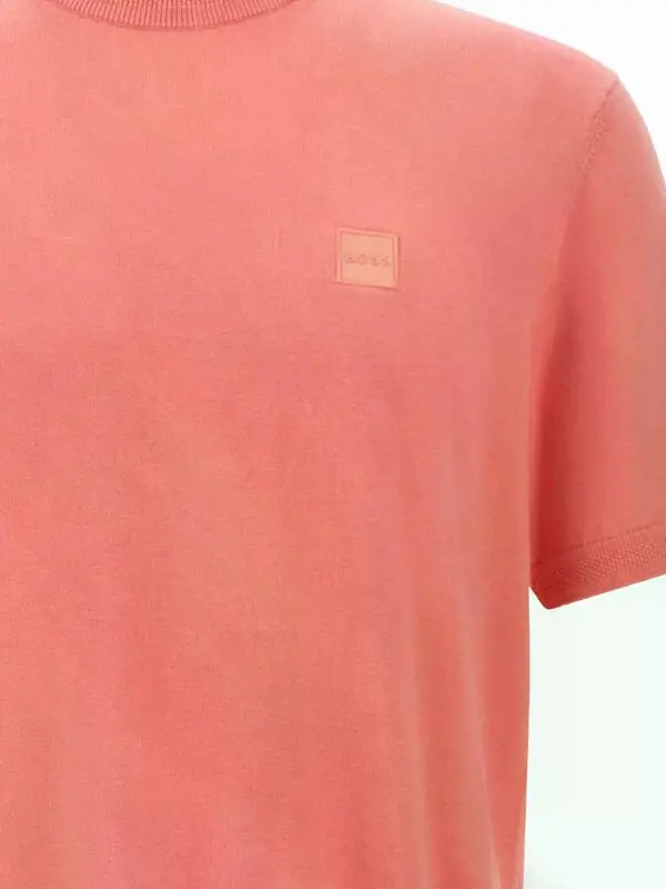 BOSS Logo-patch Short-sleeve Sweater - Pink