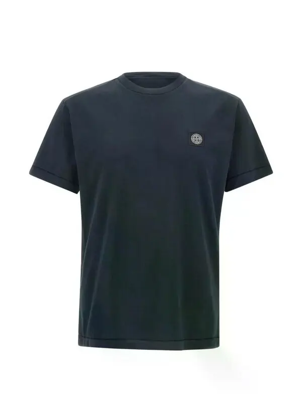 Stone Island Compass-patch Garment-dyed T-shirt - Blue