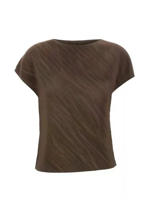 Vince Pleated Cap-sleeve Top - Brown