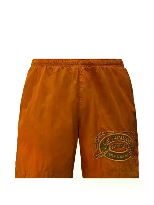C.P. COMPANY Eco-chrome R Logo-patch Swim Shorts - Orange