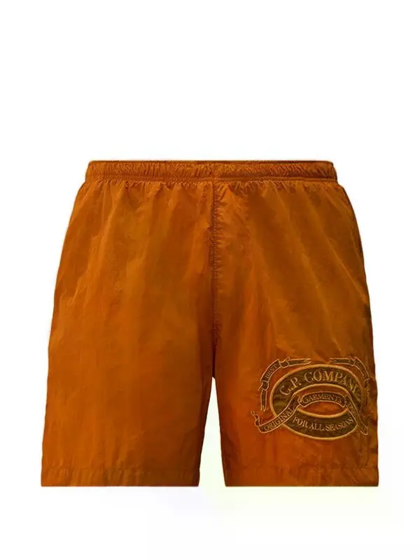 C.P. COMPANY Eco-chrome R Logo-patch Swim Shorts - Orange