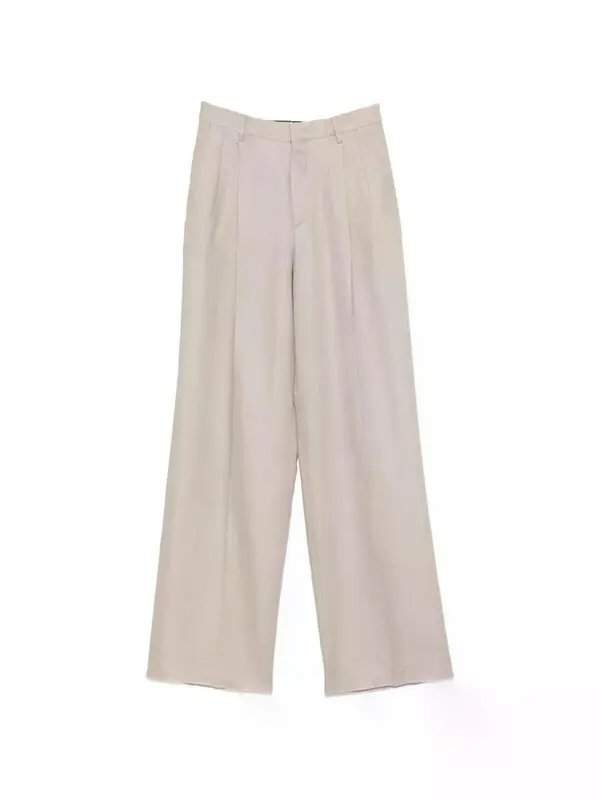 Tagliatore Ebony Pleated Linen Trousers - Neutrals