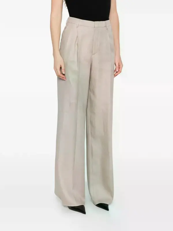 Tagliatore Ebony Pleated Linen Trousers - Neutrals