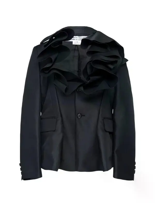 Comme Des Garçons Single-breasted Ruffled Blazer - Black