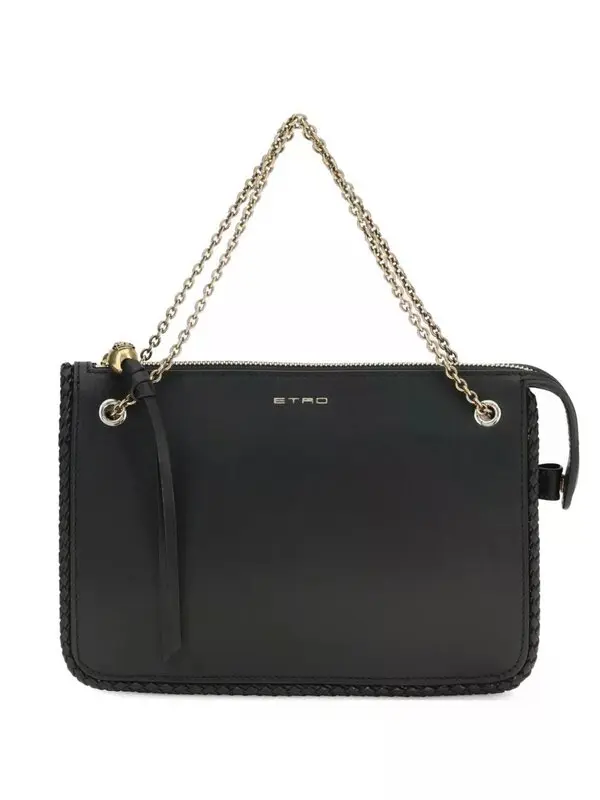 Etro Braided-trim Leather Crossbody Bag - Black