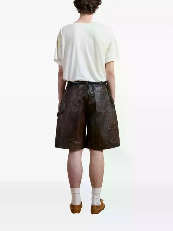 FOUND Croc-embossed Leather Shorts - Brown