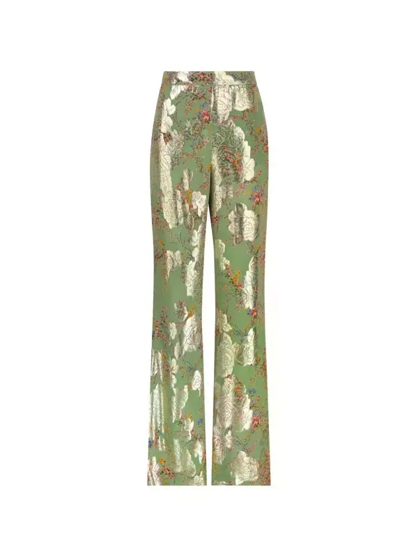 Valentino Garavani Floral-brocade Trousers - Green