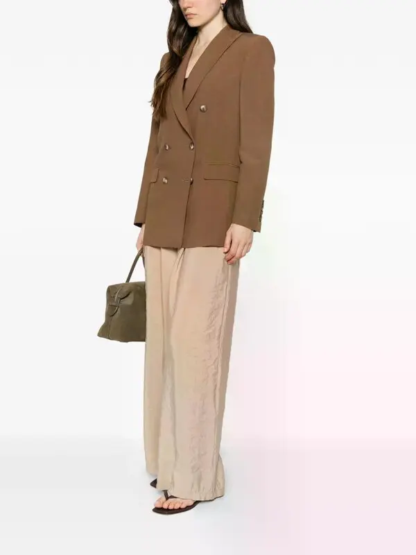 BLANCA VITA Peaked-lapel Double-breasted Blazer - Brown