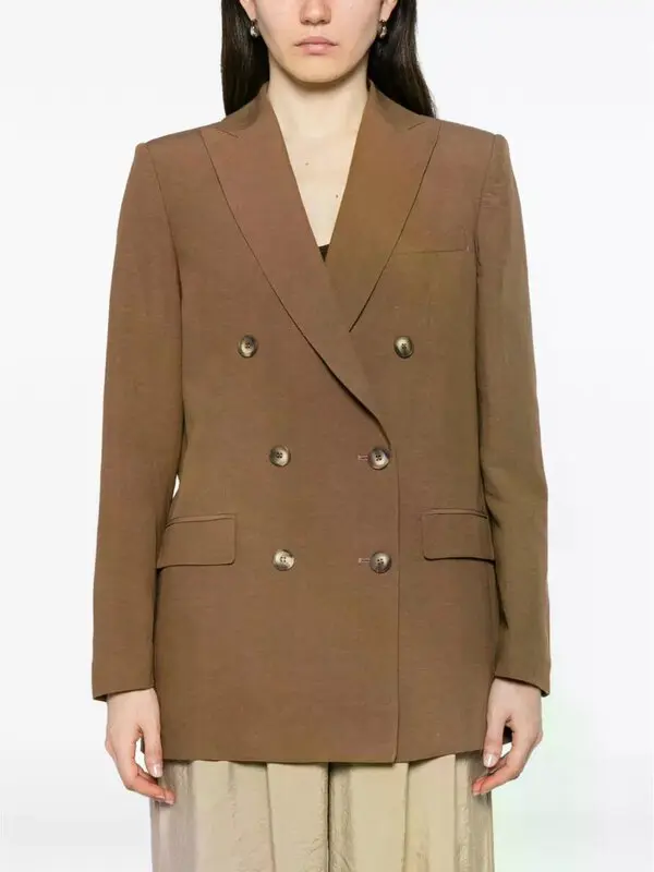 BLANCA VITA Peaked-lapel Double-breasted Blazer - Brown