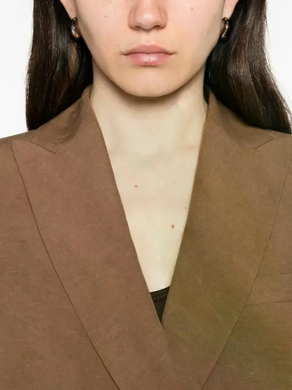 BLANCA VITA Peaked-lapel Double-breasted Blazer - Brown