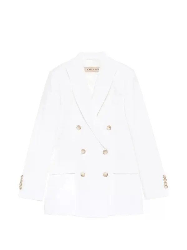 BLANCA VITA Peaked-lapel Double-breasted Blazer - White