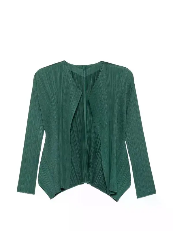 Issey Miyake Pleated Asymmetric Cardigan - Green