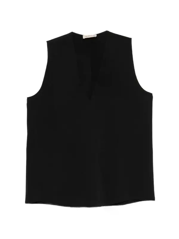 BLANCA VITA Sleeveless V-neck Blouse - Black
