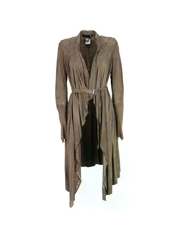 Just Cavalli Eyelet-embellished Belted Coat - Brown