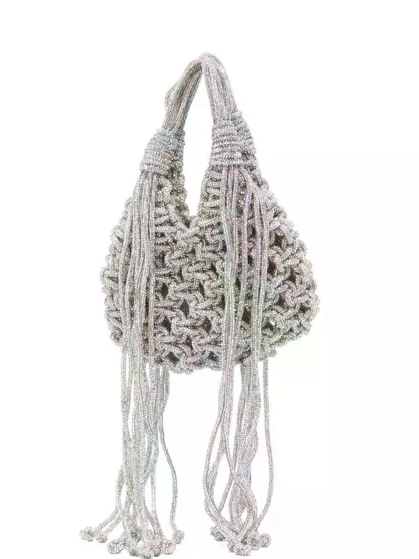 HIBOURAMA Mini Vannifique Crystal-embellished Fringed Tote Bag - Silver