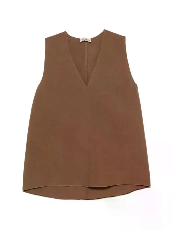 BLANCA VITA V-neck Sleeveless Blouse - Brown