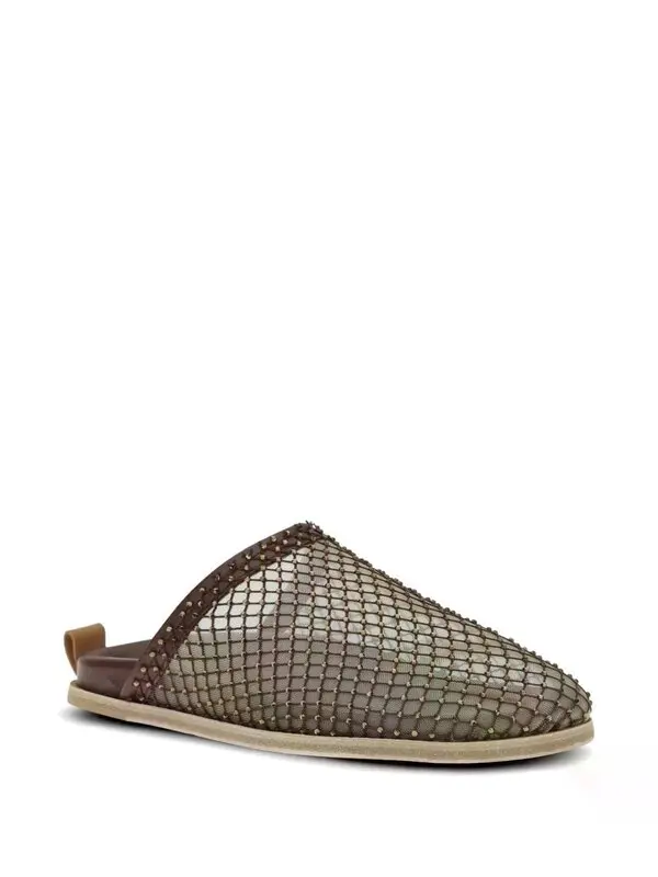 FORTE_FORTE Strass Mesh Sandals - Brown