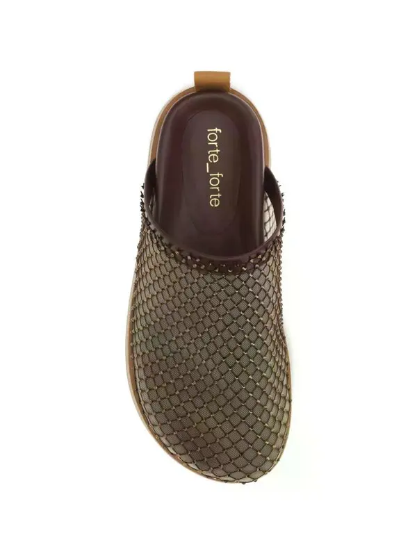 FORTE_FORTE Strass Mesh Sandals - Brown