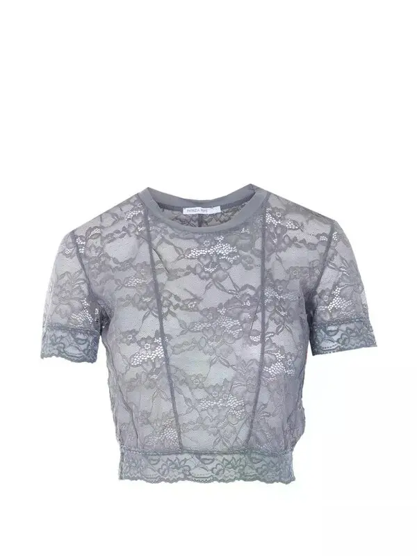 Patrizia Pepe Lace-embroidered T-shirt - Grey